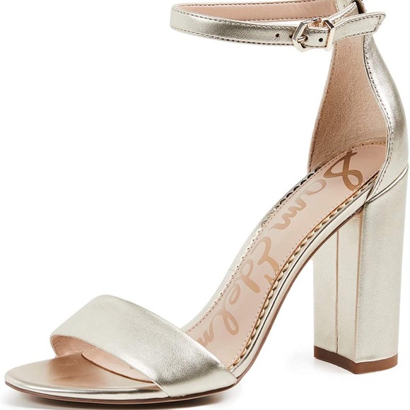 Sam Edelman | Shoes | Sam Edelman Gold Sandal Heel 5 | Poshmark